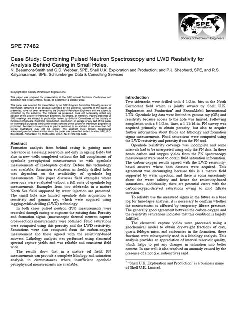 Combining Pulsed Neutron Spectroscopy And Lwd Resistivity For Analysis Behind Casing In Small
