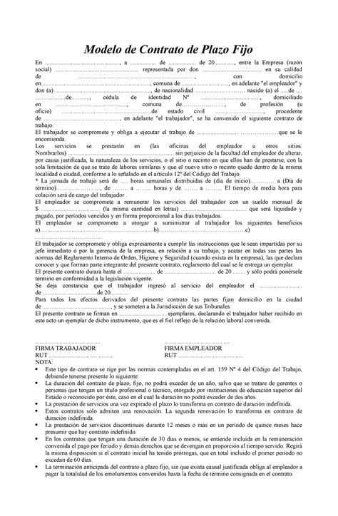 Articles 97403 Plazo Fijo Modelo De Contrato De Plazo Fijo En Studocu