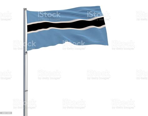 흰색 배경 3d 렌더링에 바람에 나 부 끼고 깃대에 보츠와나의 플래그를 격리 합니다 3차원 형태에 대한 스톡 벡터 아트 및 기타 이미지 3차원 형태 가보로네 국기