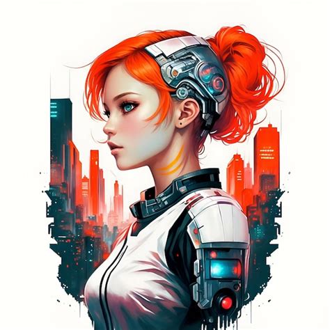 Premium Ai Image Anime Cyborg Girl On Cyber City Background Images