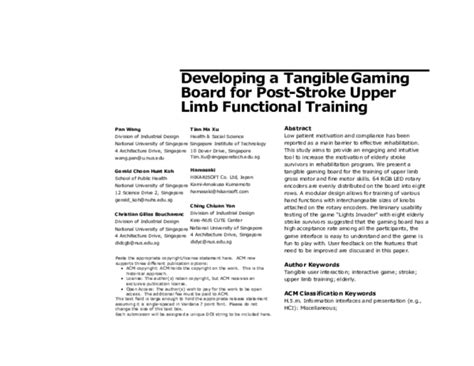 Pdf Developing A Tangible Gaming Board For Post Stroke Upper Limb