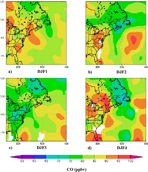 The Djf 316 Hpa Co Ppbv Composites For Map Types Djf1djf4 Ad