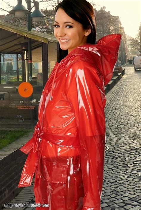 Red Pvc Rainwear Girl Red Raincoat Rainwear Fashion