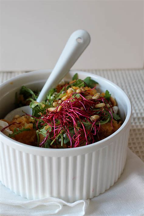 Zoete Aardappel Stammpot Met Geitenkaas Rucola