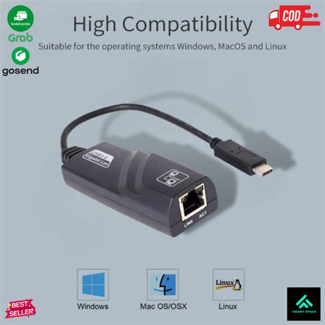 Jual Smace Adaptor Usb Type C To Lan Rj45 Ethernet Adapter 1000mbps Garansi 12 Bulan Ganti