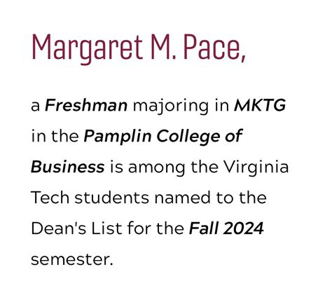 I Am Excited To Share That Ive Been Named To The Virginia Tech Deans
