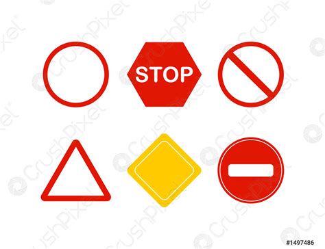Set Of Signs Stop Red And White Color In Flat Stock Vector 1497486 Crushpixel