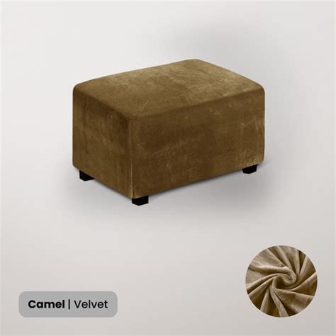 BankhoesDiscounter Velvet Hocker Hoes Hocker Poef Maat L Camel