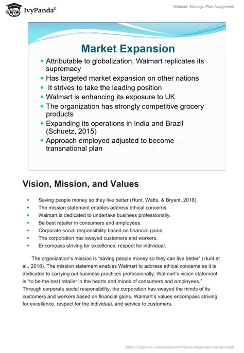 Walmart Strategic Plan Assignment 1240 Words Presentation Example