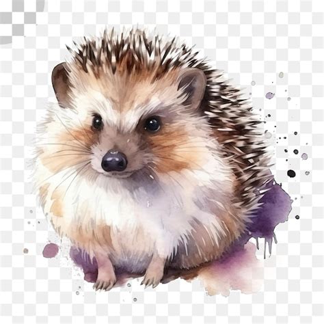 Pintura em aquarela de um ouriço download png PSD Premium