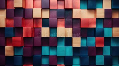 3d Rendering Of A Colorful Abstract Background Made Of Wooden Cubes