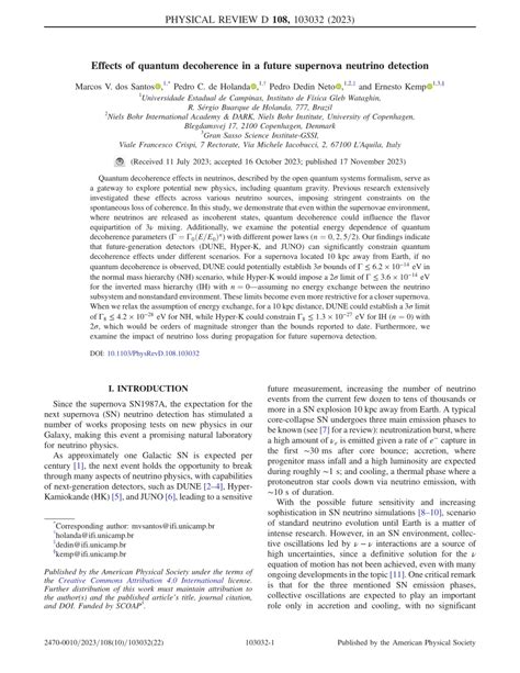 Pdf Effects Of Quantum Decoherence In A Future Supernova Neutrino Detection