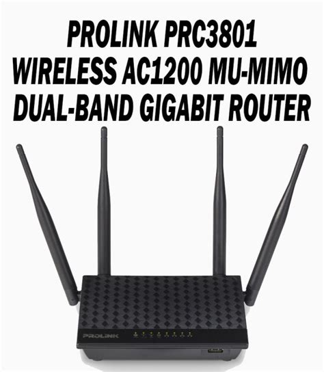 Prolink Prc3801 Wireless Ac1200 Mu Mino Dual0band Gigabit Wireless