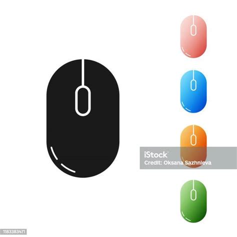 흰색 배경에 격리 된 검은 색 컴퓨터 마우스 아이콘입니다 휠 기호가 있는 광학 다채로운 아이콘을 설정합니다 벡터 일러스트레이션 0명에 대한 스톡 벡터 아트 및 기타 이미지