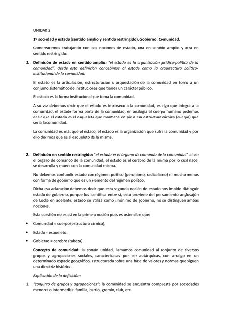 Derecho politico unidad UNIDAD º sociedad y estado sentido amplio y sentido