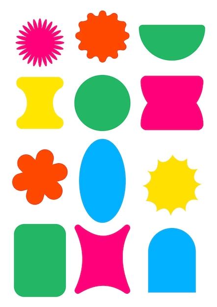 Elemen Colorfull Cute Shape Premium Vector