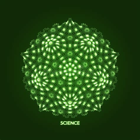 Crystal Object With Dots Molecular Grid 3d Technology Style With