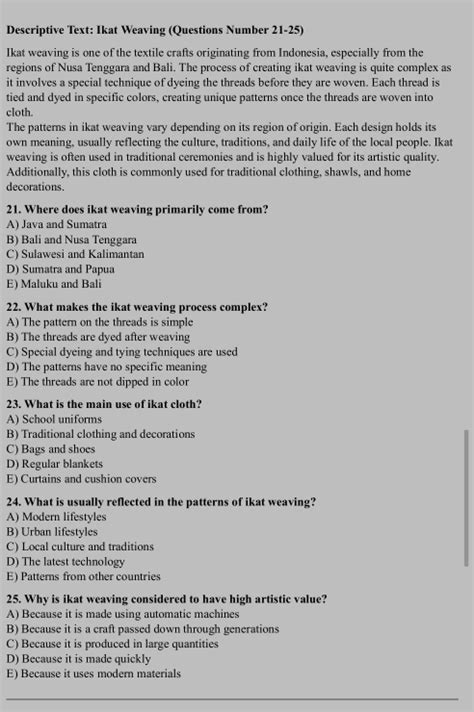 solved descriptive text ikat weaving questions number 21 25 ikat