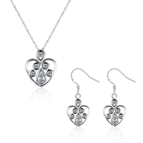 925 Sterling Silver Bridal Jewelry Sets Silver Jewelry Necklace Wedding