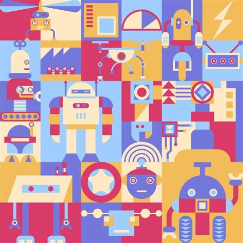 Ensemble Graphique Vectoriel Dillustration De Robots Vecteur Premium