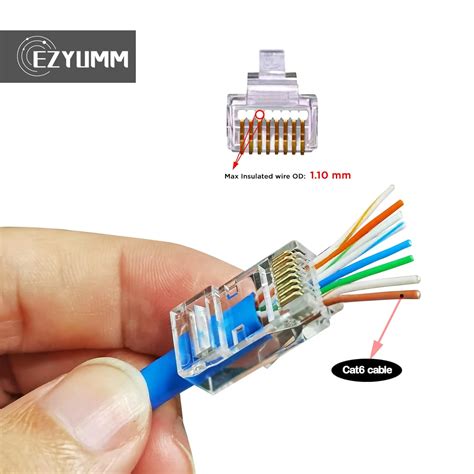 Ezyumm Conectores Rj45 100 Piezas Cat6 Rj45 De Paso A Través De