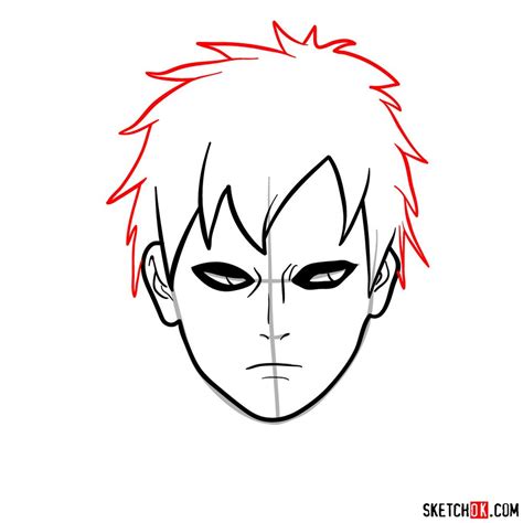 How To Draw Gaara S Face Naruto Anime Sketchok Easy Drawing Guides