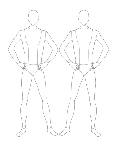 Croquis 2 Male Front Fashion Illustration Template Fashion Design