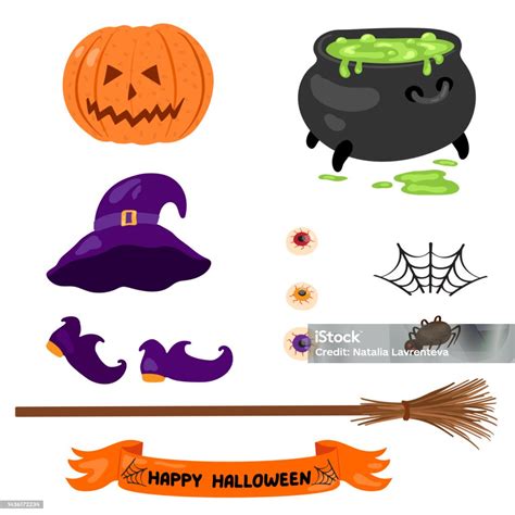 Set Halloween Labu Kuali Penyihir Kostum Penyihir Sepatu Bot Topi Dan