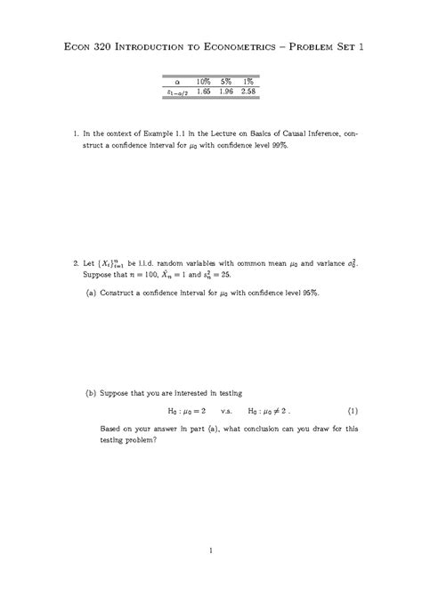 Ps1 Practice Problems Econ 320 Introduction To Econometrics