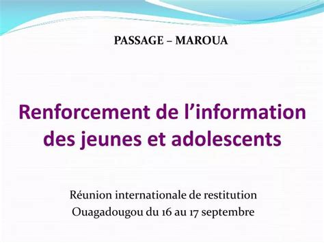 Ppt Renforcement De Linformation Des Jeunes Et Adolescents