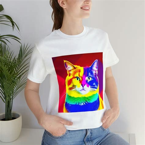 Rainbow Pride Cat T Shirt Cat Lgbtq Shirt Colorful Cat Shirt Cute