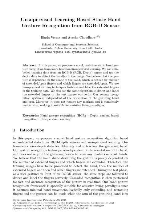 PDF Unsupervised Learning Based Static Hand Gesture Recognition From