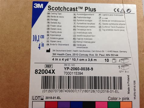 3m 82004x Scotchcast Plus Casting Tape 4in X 4yd 10 Box Color Pink