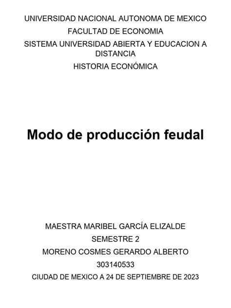 A7 Modo De Producción Feudal Pdf Feudalismo Edades Medias