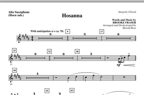 Hosanna Alto Sax Sub Horn Sheet Music Harold Ross Choir