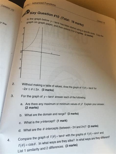 Solved Advanced Function Ed Functions Lesson 10 Key Chegg Com