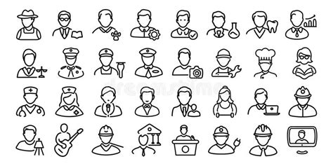 Set Of Icons Of Various Professions Vector Illustration Stock Vector
