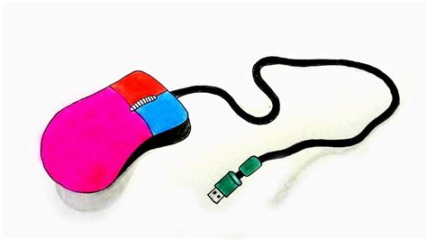 How To Draw Computer Mouse Step By Step Very Easy Youtube