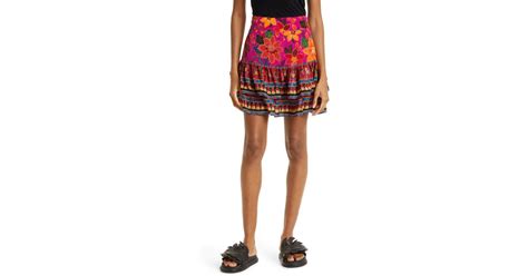 Farm Rio Tropical Tapestry Tiered Ruffle Miniskirt Lyst