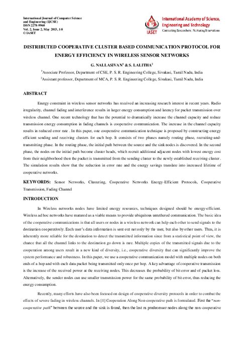 pdf distributed cooperative cluster based communication protocol for