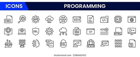 Programming Coding Icon Set Software Development Stock Vector Royalty
