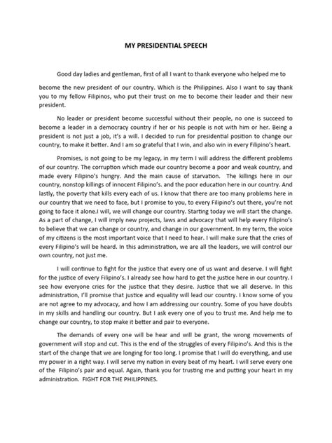 My Presidential Speech Pdf Justice Crime And Violence