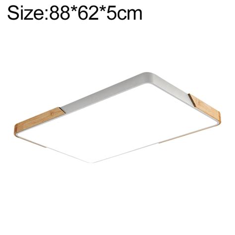 나무 마카롱 Led 사각형 천장 램프 3 색 빛 크기 88x62cm 흰색