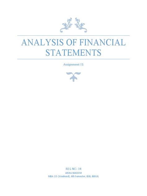analysis of financial statements assignment 01 pdf revenue banks