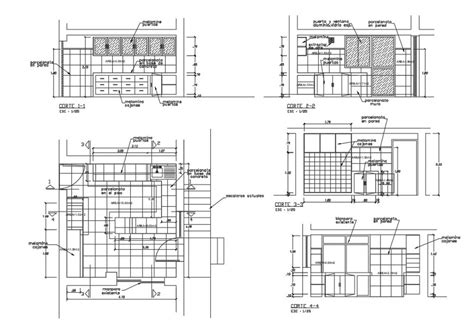 Kitchen Section And Furniture Layout Cad Drawing Details Dwg File Old