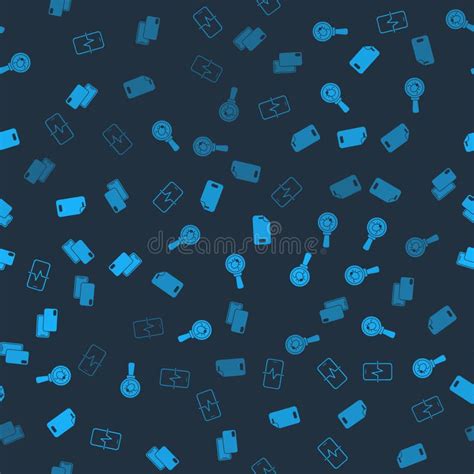 Set Phone Repair Service System Bug Glass Screen Protector And Smartphone On Seamless Pattern