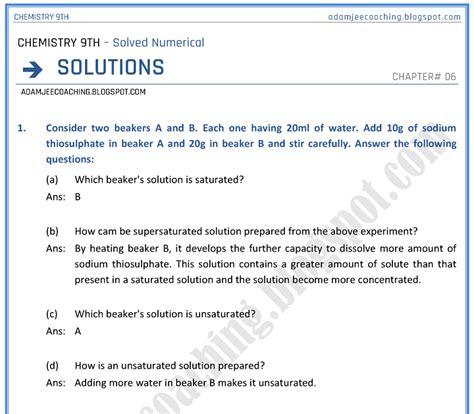 Adamjee Coaching Solutions Solved Numerical Chemistry Th