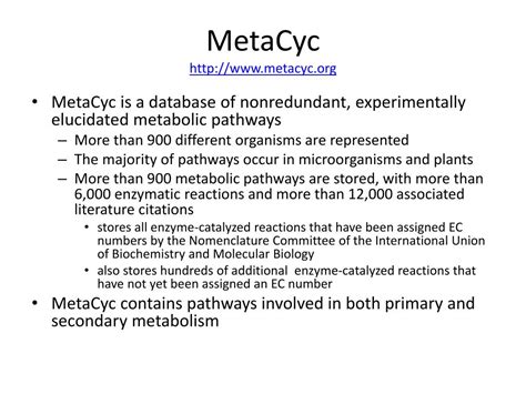 Ppt Metabolic Pathway I609 Phd Seminar Computational Techniques In Comparative Genomics