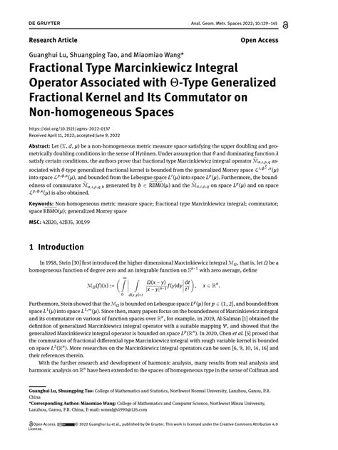 Pdf Fractional Type Marcinkiewicz Integral Operator Associated With Θ Type Generalized