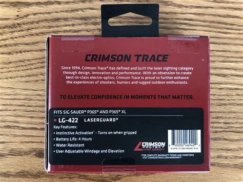 Crimson Trace Lg 422 Red Laser Sight For Sig Sauer P365 P365 Xl